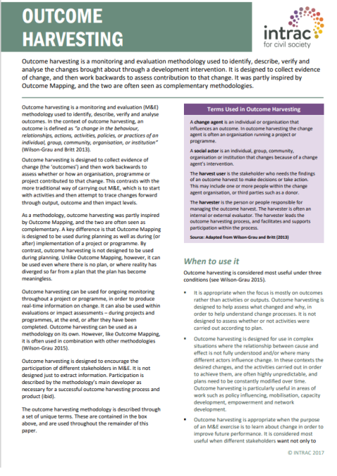 Outcome Mapping | EvalForEarth